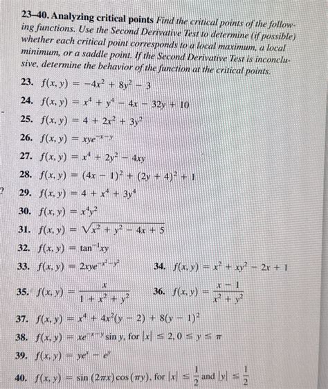 Solved 23 40 ﻿analyzing Critical Points Find The Critical