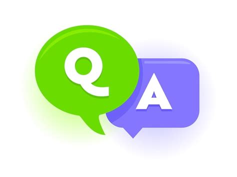 Q 및 A 연설 거품 녹색 및 보라색 풍선 질문 및 답변 개념 대문자 Faq 채팅 기호 프리미엄 벡터