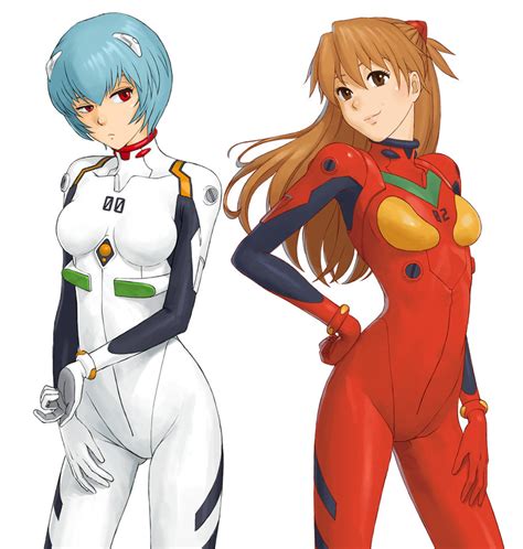 Souryuu Asuka Langley And Ayanami Rei Neon Genesis Evangelion Drawn