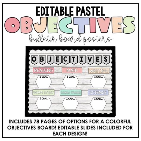 Editable Bright Pastel Classroom Objective Board Posters And Headers