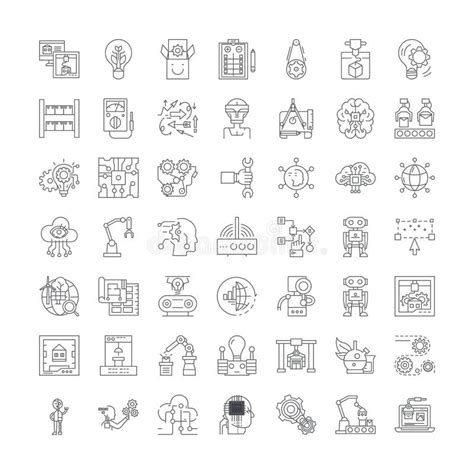 Future Technologies Linear Icons Signs Symbols Vector Line