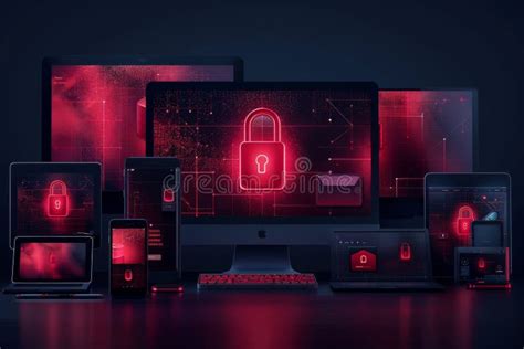 Cybersecurity Concept Internet Security And Firewall On Screen Stock