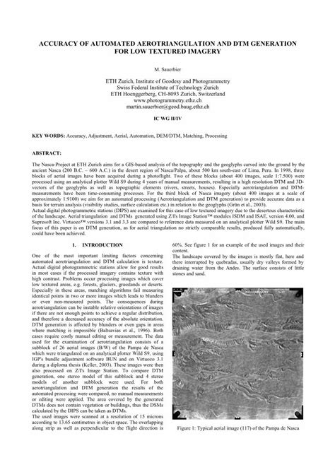 Pdf Accuracy Of Automated Aerotriangulation And Key Words Accuracy