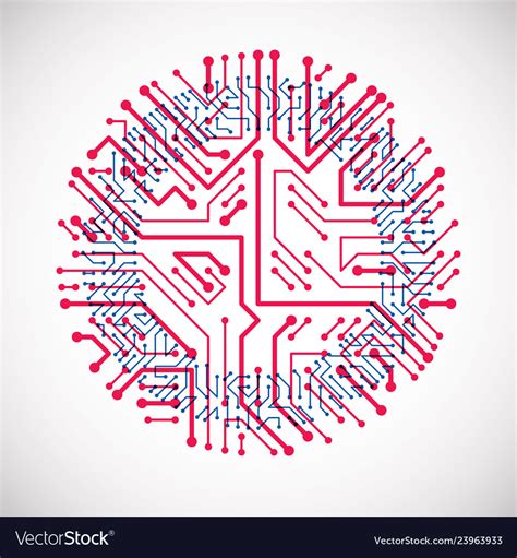Round Circuit Board With Electronic Components Vector Image