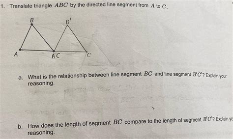 [answered] 1 translate triangle abc by the directed line segment from a