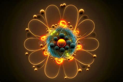 Abstract Representation Of Atom Orbit Connected To Atomic Nucleus And