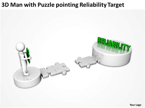 D Man With Puzzle Pointing Reliability Target Ppt Graphics Icons PowerPoint Presentation