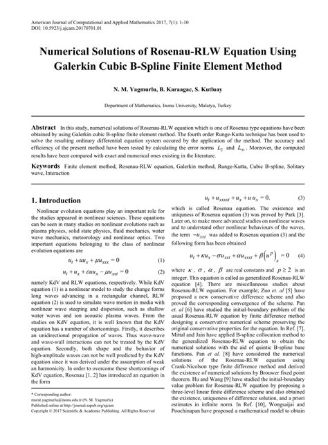 Pdf Numerical Solutions Of Rosenau Rlw Equation Using Galerkin Cubic