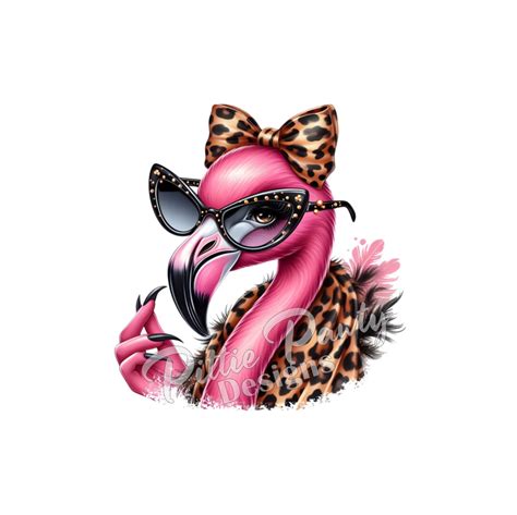 Flamingo Png Digital Download Flamingo Diva Bird In Leopard Print