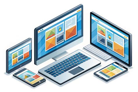 Isometric Vector Illustration Of Responsive Design Concept For Web Development Premium Ai