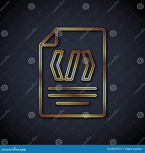 Gold Line Binary Code Icon Isolated On Black Background Vector Stock Vector Illustration Of