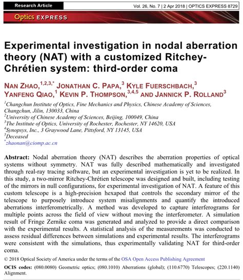 Nodal Aberration Theory Nat Robert E Hopkins Center For Optical Design And Engineering