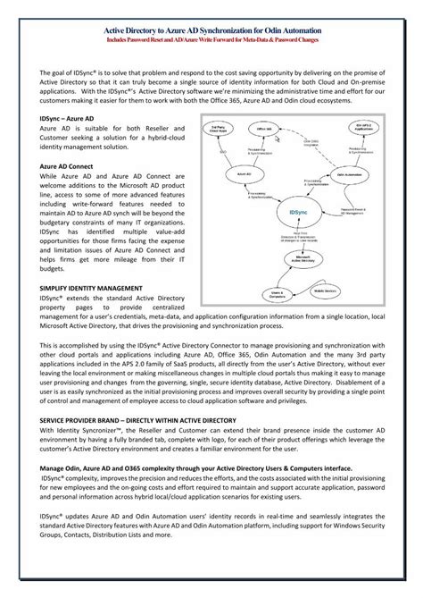 Pdf Active Directory To Azure Ad Synchronization For Odin