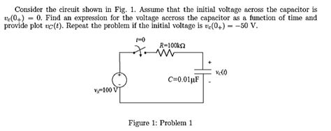 Solved Consider The Circuit Shown In Fig 1 Assume That The Initial Voltage Across The