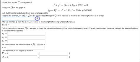 Solved Find A Point P On The Graph Of And A Point Q On The Chegg Com