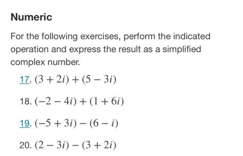 Solved Numeric For The Following Exercises Perform The