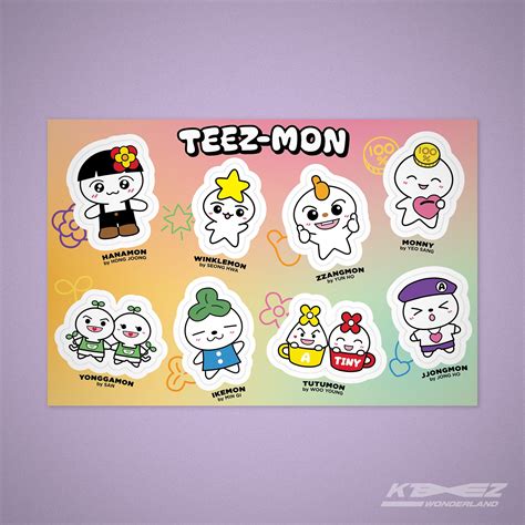 Teez Mon Sticker Sheet Ateez Kteez Wonderland