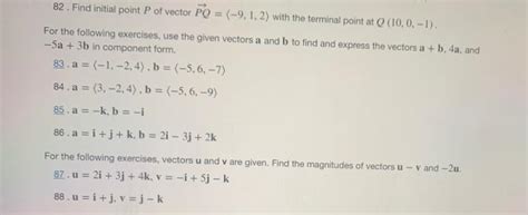solved 82 find initial point of vector po 9 1 2 with
