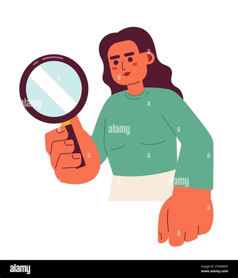 Cartoon Girl Detective With Magnifying Glass