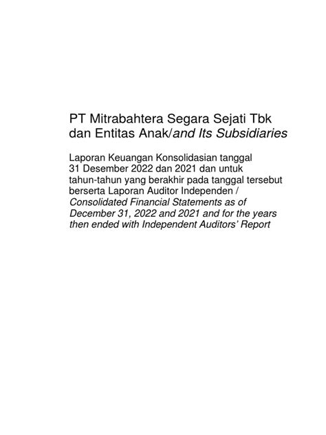 Pt Mbss Tbk 31 Desember 2022 Final Pdf Equity Finance Money