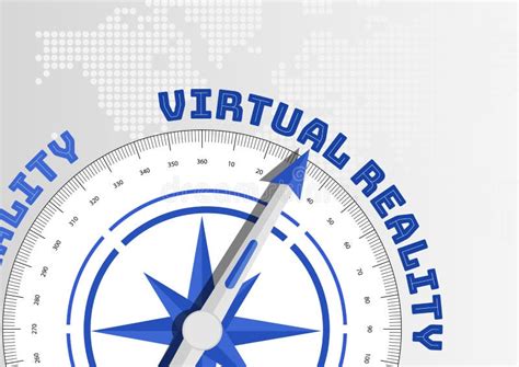 Virtual Reality Concept With Compass Pointing Towards Text Stock Vector