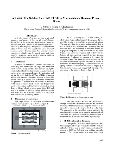 Pdf A Built In Test Solution For A Smart Silicon Micromachined Resonant Pressure Sensor