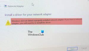 Windows Did Not Detect A Properly Installed Network Adapter
