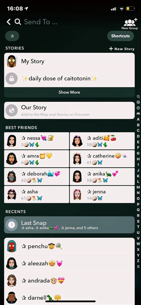 snapchat bestfriend list | Snapchat friend emojis, Snapchat best friends, Snapchat names