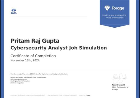 pritam raj gupta on linkedin completed cybersecurity analysis job simulation from tata
