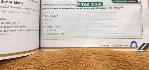 Type The Following Python Code Lines One By One And Write The Output In The Space Given 1 22