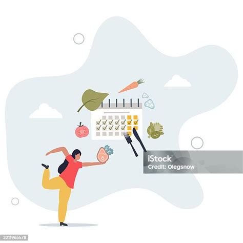 건강한 식사 메뉴 계획이 있는 유기농 식사 계획 신선식을 사용한 정기 음식 준비로 다이어트 관리 캐릭터 라이프 Health에 대한 스톡 벡터 아트 및 기타 이미지 Istock