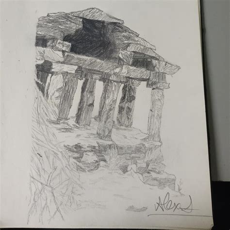 Temple du Donon Bas Rhin dessiné au pouce mine par moi Scrolller