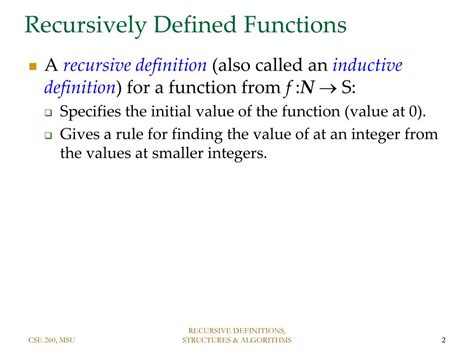 Ppt Recursive Definitions Functions Structures Languages