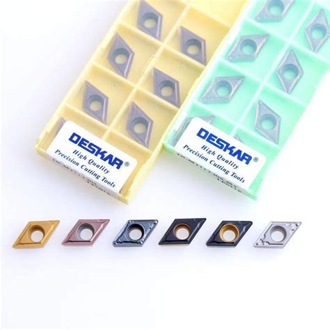 วงจรรวม Dcmt11t304 Dcmt11t308 Dcmt 100 คุณภาพสูง 10 ชิ้น070204 Dcmt070208 เม็ดมีดกลึงคาร์ไบด์