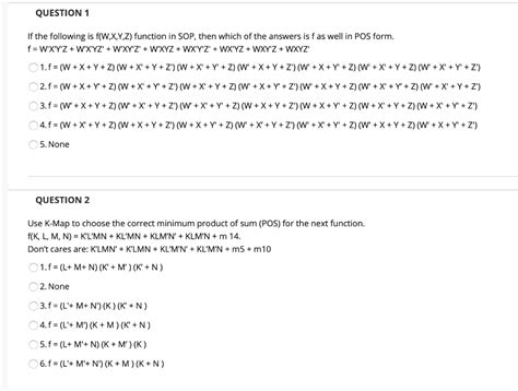 solved question 1 if the following is f w x y z function in