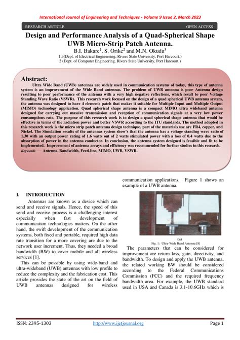 Pdf Design And Performance Analysis Of A Quad Spherical Shape Uwb Micro Strip Patch Antenna