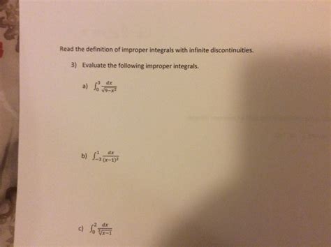 Solved Read The Definition Of Improper Integrals With Solved Read The Definition Of Improper Integrals With