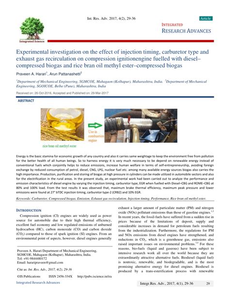Pdf Experimental Investigation On The Effect Of Injection Timing Carburetor Type And Exhaust
