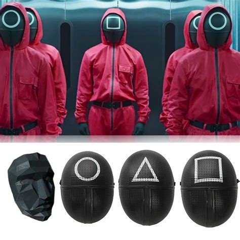 2021 마스크 오징어 게임 오징어 보스 가드 서클 스퀘어 삼각형 코스프레 한국어 Tv 시리즈 할로윈party Masks Aliexpress