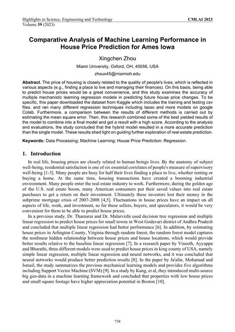 Pdf Comparative Analysis Of Machine Learning Performance In House