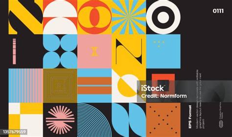추상 벡터 기하학적 모양의 네오모던 포스터 디자인 레이아웃 Brutalism에 대한 스톡 벡터 아트 및 기타 이미지 Brutalism 슬라이드쇼 모양 Istock