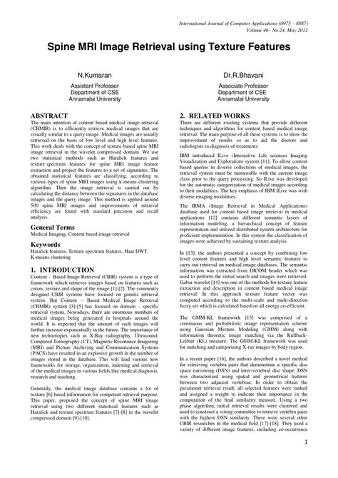 Pdf Spine Mri Image Retrieval Using Texture Features