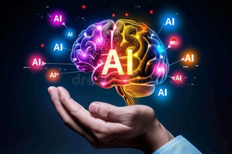 Hand Holding Glowing Ai Brain Digital Art Of Artificial Intelligence