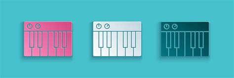 파란색 배경에 격리된 음악 신디사이저 아이콘을 용지 잘라냅니다 전자 피아노 종이 아트 스타일 벡터 일러스트레이션 3차원 형태에 대한 스톡 벡터 아트 및 기타 이미지 Istock