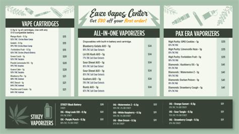 Customized Vape Dispensary Digital Signage Menu Template