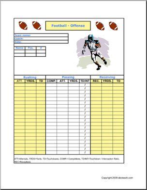 Stat Sheet Football Offense Abcteach