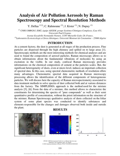 Pdf Analysis Of Air Pollution Aerosols By Raman Spectroscopy And