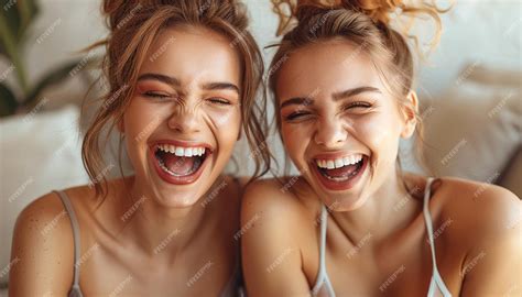 Premium Photo Two Girls Laughing And Laughing In A Hot Tub