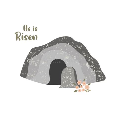Easter Sunday Tomb He Is Risen Vector Illustration Cave Empty Tomb