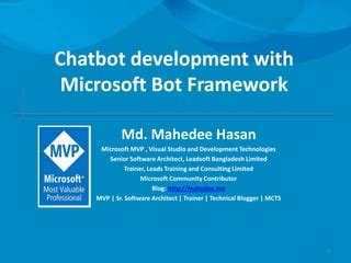 Chatbot Development With Microsoft Framework PPTX